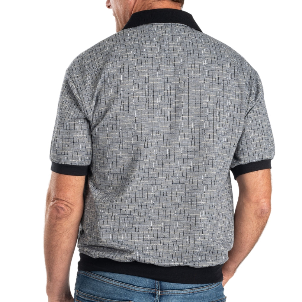 Classics by Palmland Jacquard Short Sleeve Banded Bottom Shirt Black ...