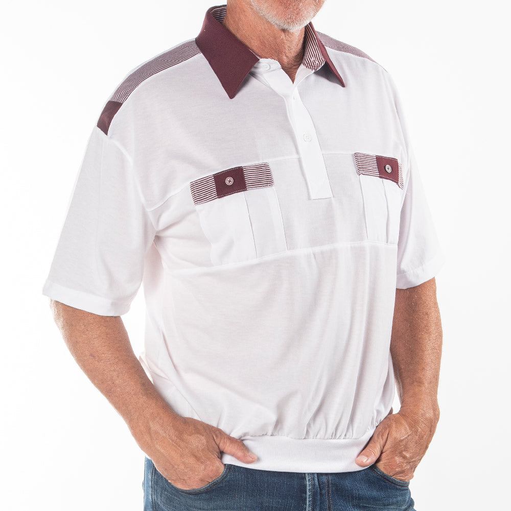 Classics By Palmland Knit Short Sleeve Banded Bottom Shirt - Burgundy ...
