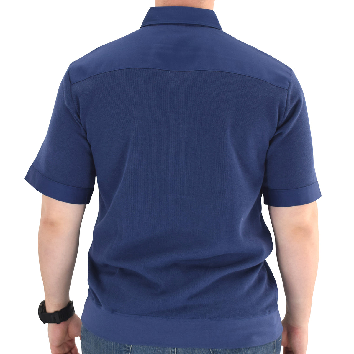 Solid Knit Banded Bottom Shirt with Woven Chest Panel - Big and Tall ...