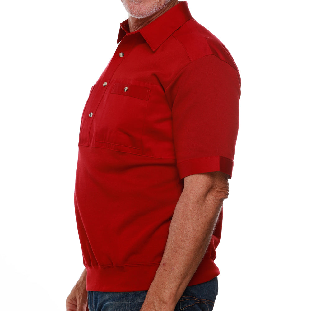 Solid Knit Banded Bottom Shirt with Woven Chest Panel - Big and Tall ...