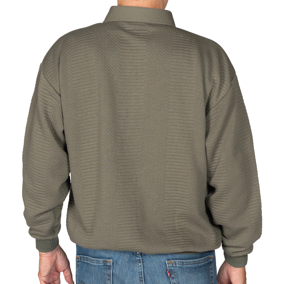 LD Sport Solid Textured Long Sleeve Banded Bottom Shirt - Olive Heathe ...
