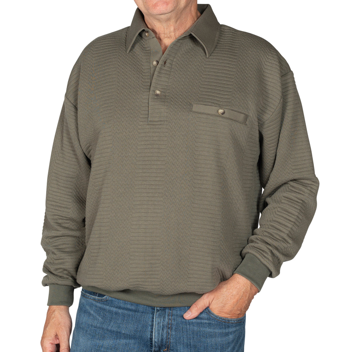Long Sleeve Banded Bottom Shirt - 6094-950 - Olive - Big and Tall ...